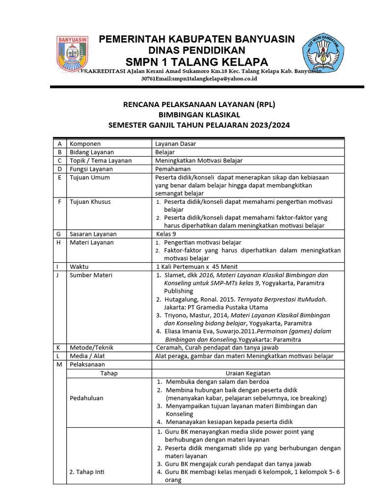 4. RPL MENINGKATKAN MOTIVASI BELAJAR (Ganjil) 2023 | PDF