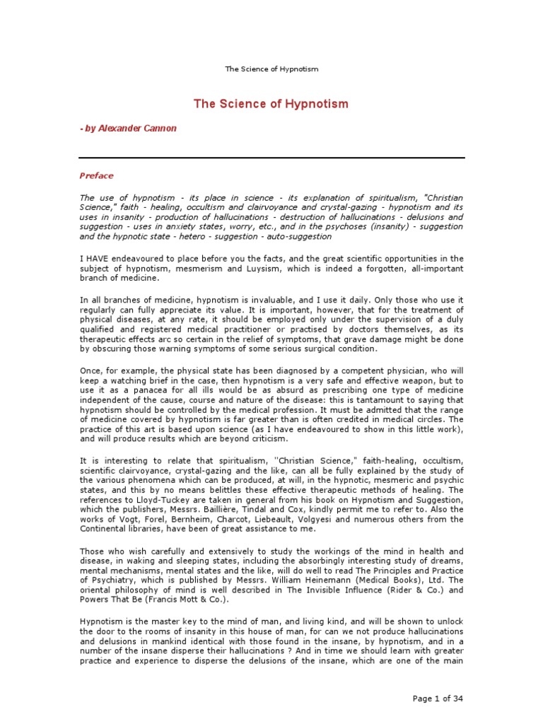 The Science of Hypnotism | PDF | Tickling | Hypnosis