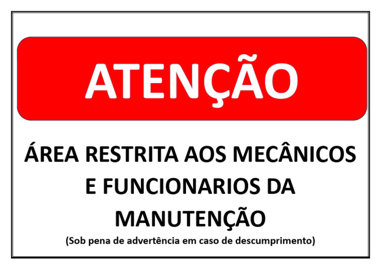 Placa Area Restrita Mecanicos | PDF