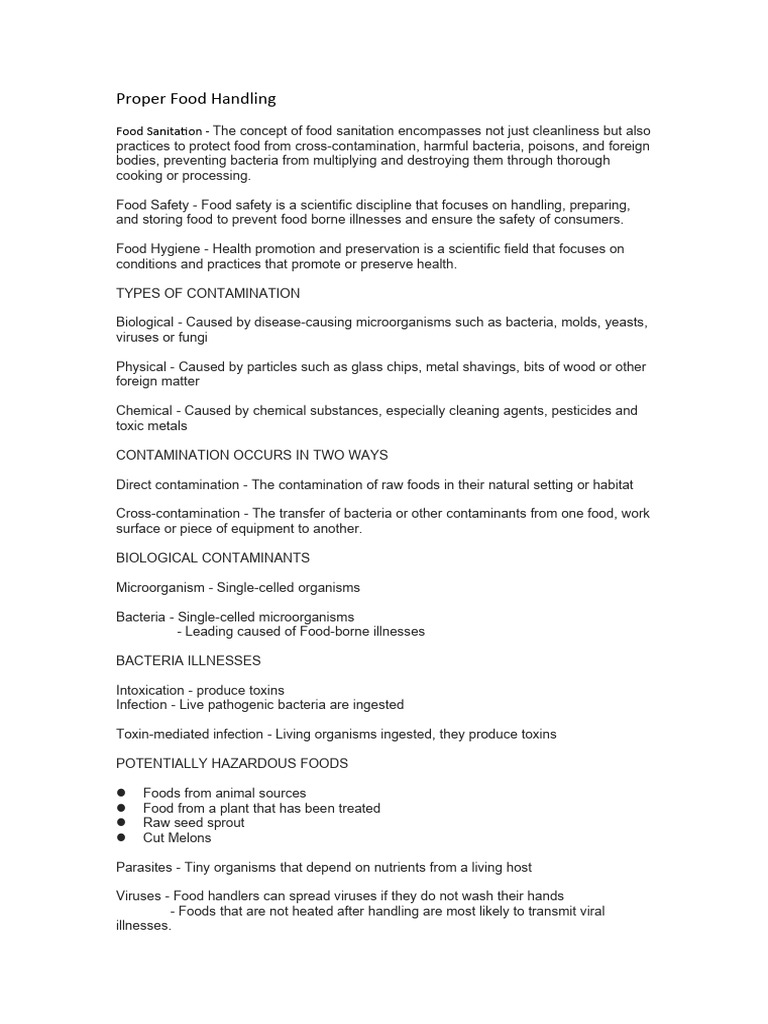 Proper Food Handling | PDF | Food Safety | Foodborne Illness