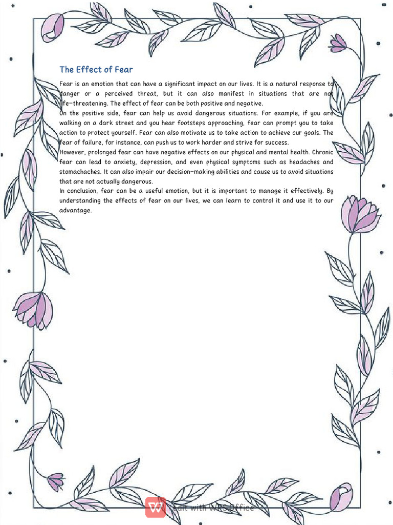 Effect Of Fear Pdf