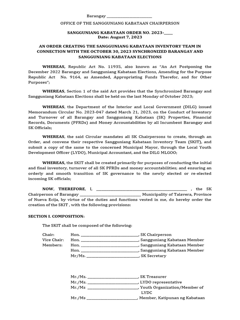 1.4 BSKE 2023 Annexes D E and F SANGGUNIANG KABATAAN Inventory and ...
