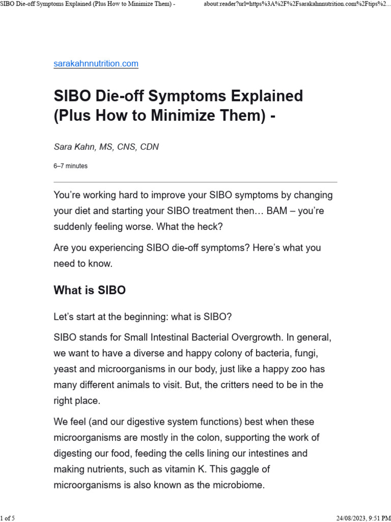 SIBO Die-off Symptoms Explained (Plus How to Minimize Them) - | PDF