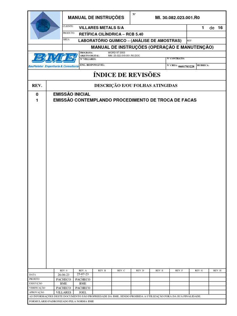 RCB 5.40-Manual de Instrucoes-Mi.30.082.023.001.r0-Retífica Cilindrica | PDF