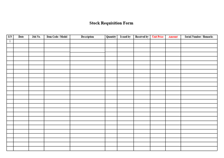 Stock Requisition Form | PDF