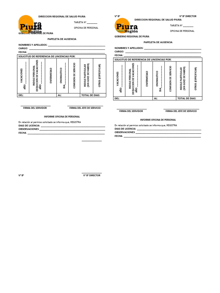 Papeleta Diresa | PDF