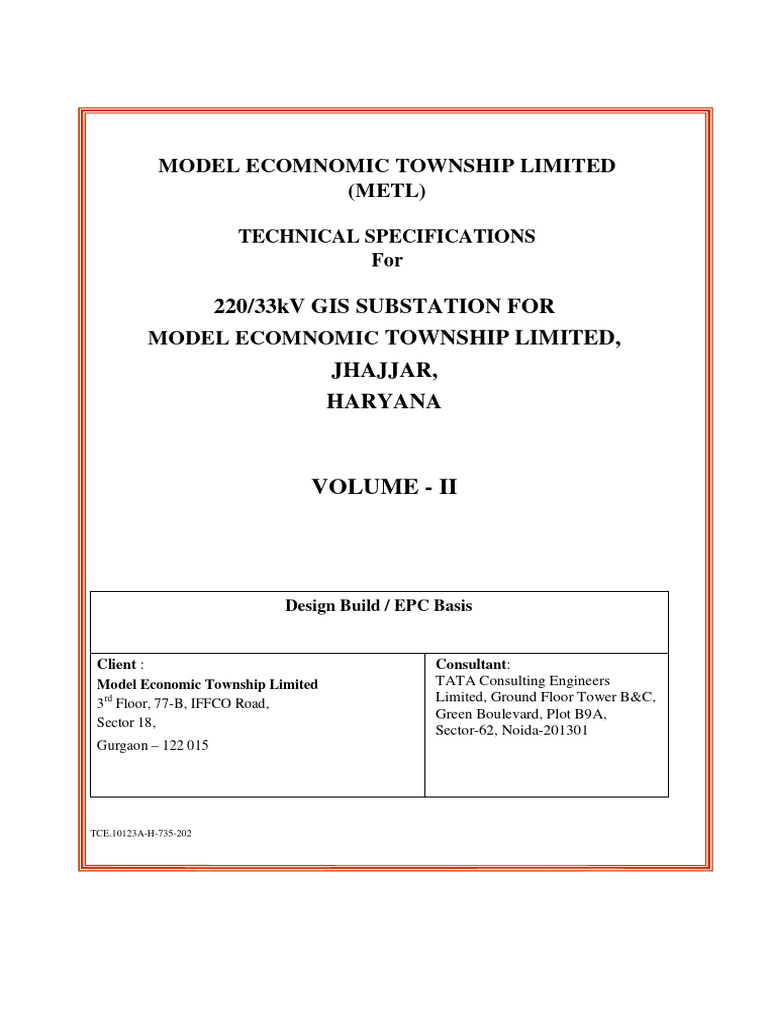 220/33kV GIS Substation Specifications | PDF | Electrical Substation ...