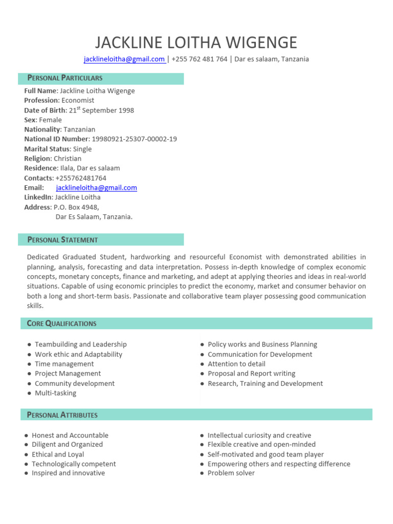 John Ngowi CV | Download Free PDF | Economics | Tanzania