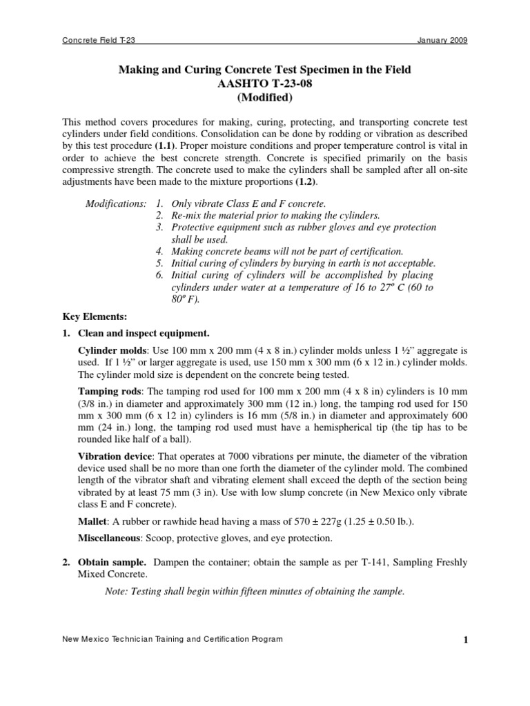 Aashto T-23-80 | PDF | Concrete | Building Engineering