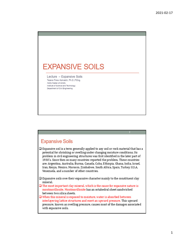 Lecture Note - Expansive Soils | PDF | Soil | Applied And ...