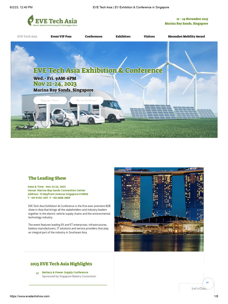 EVE Tech Asia - EV Exhibition & Conference in Singapore | PDF | Electric Vehicle | Singapore