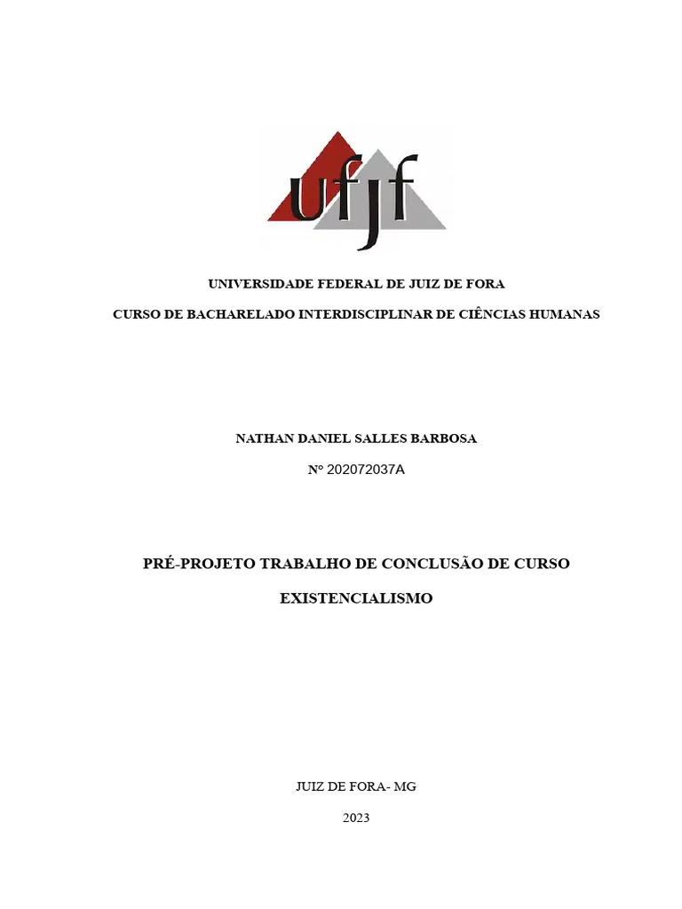 Pré Projeto Tcc Pdf Existencialismo Livre Arbítrio
