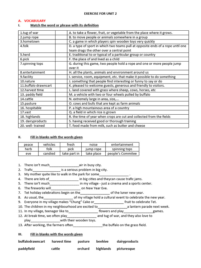 Exercise Unit 2 | PDF | Apple | Agriculture