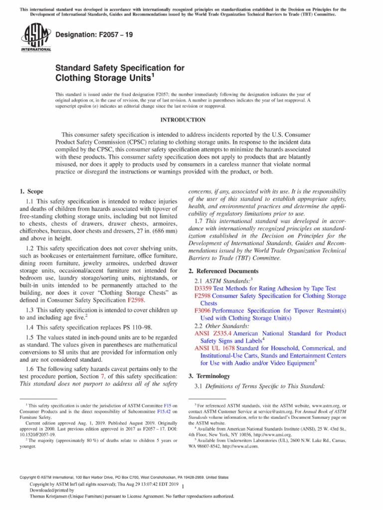 ASTM F2057-19 (Edition 2019.08.01) | PDF