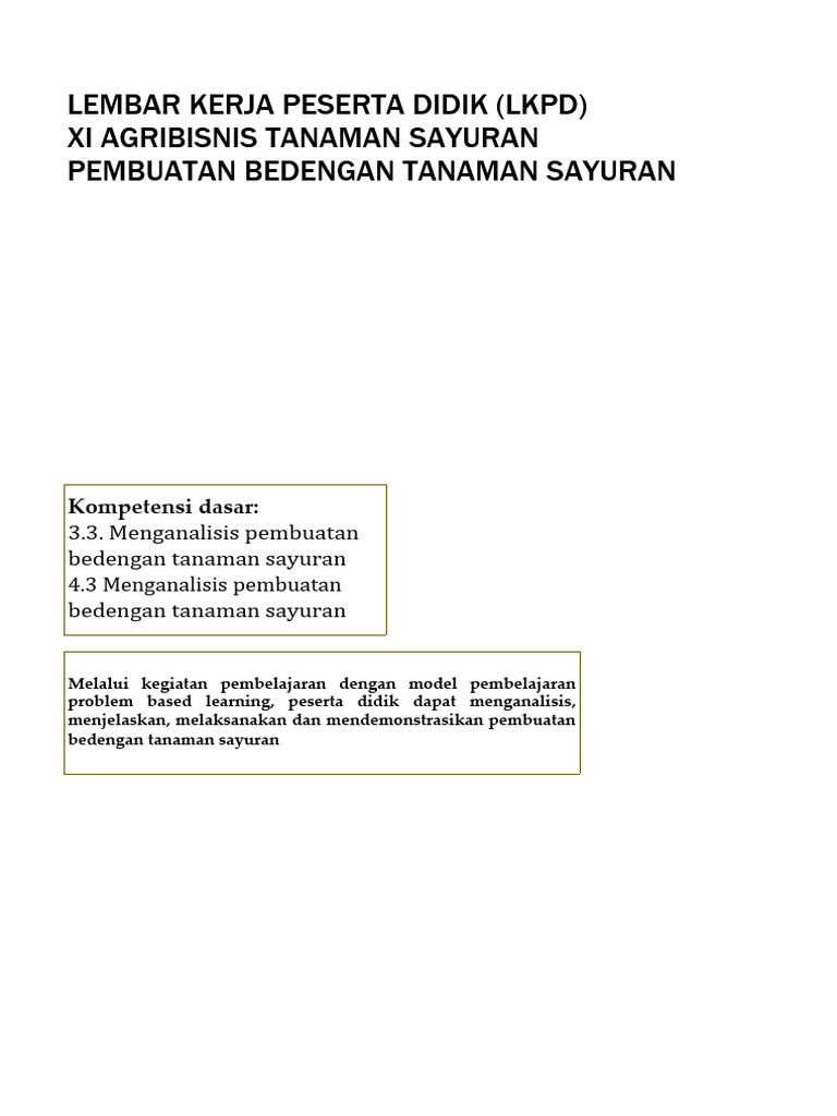 LKPD Pembuatan Bedengan | PDF | Griya & Taman