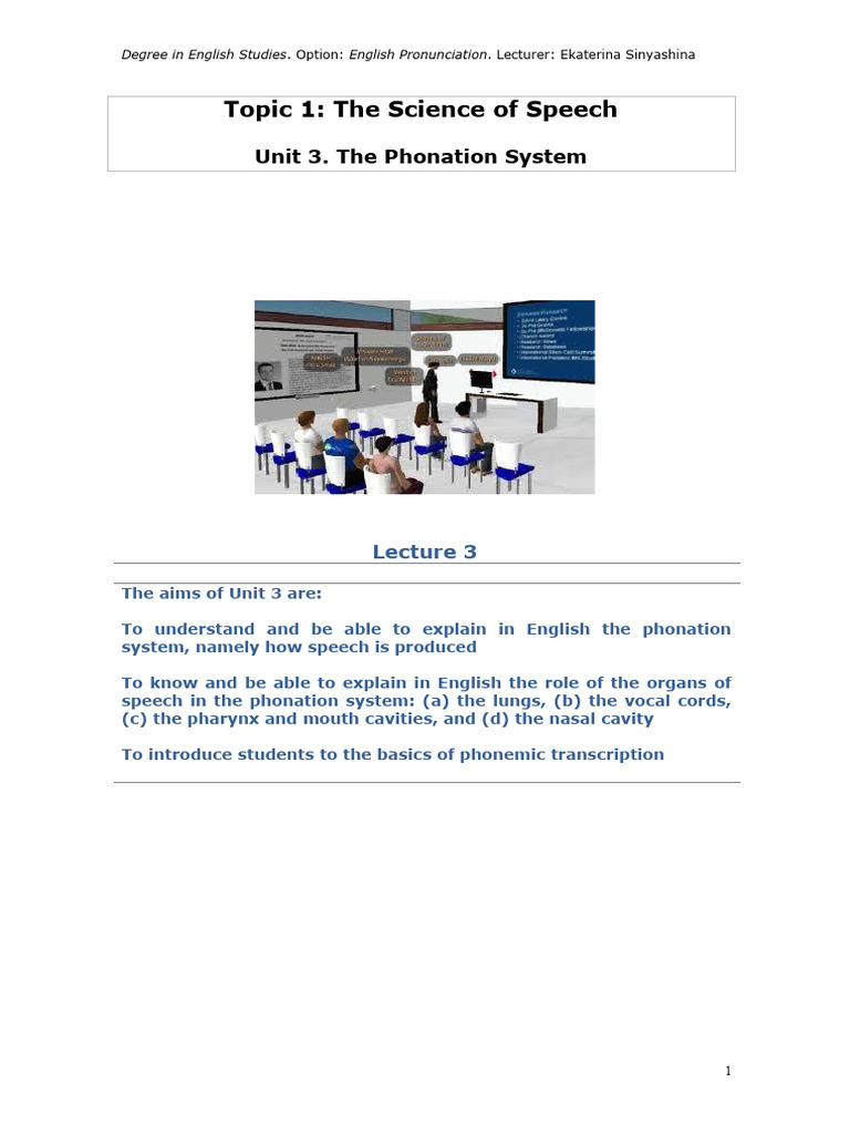Topic 1 Unit 3 The Phonation System Pdf Speech Sound Production