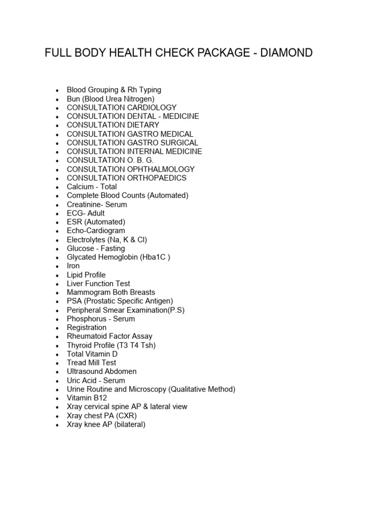 Comprehensive Health Checkup | PDF