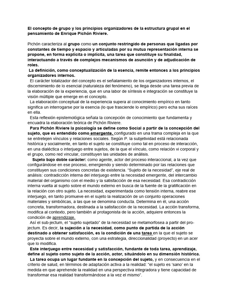 UNIDAD 4 - A, QUIROGA El Concepto de Grupo y Los Principios ...