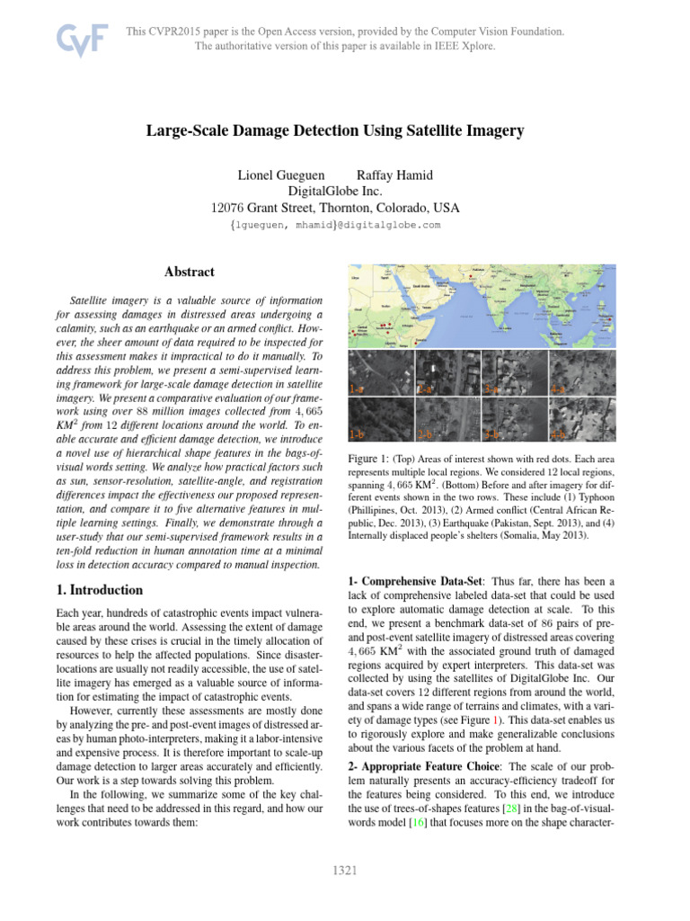 Large-Scale Damage Detection Using Satellite Imagery | PDF