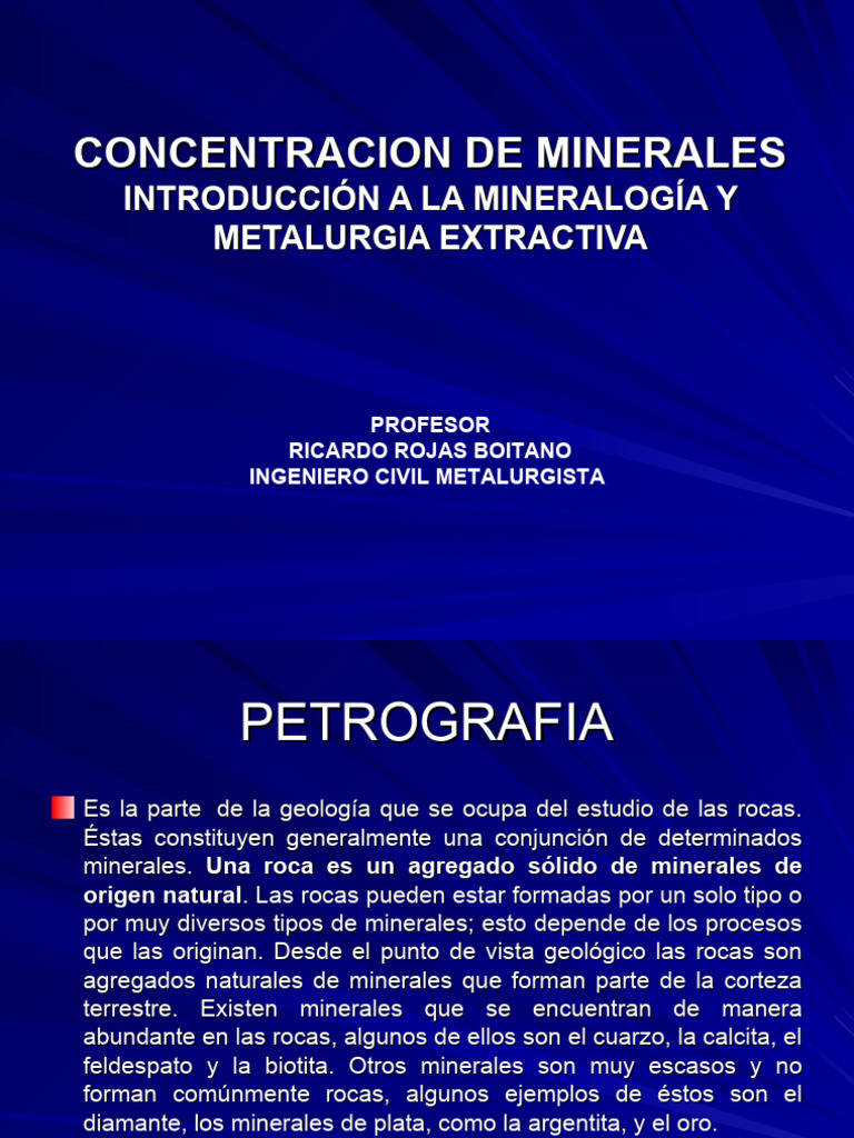 N°0 Proceso de Concentracion de Minerales (Petrografia y Mineralogia) | PDF | Minerales | Roca ...