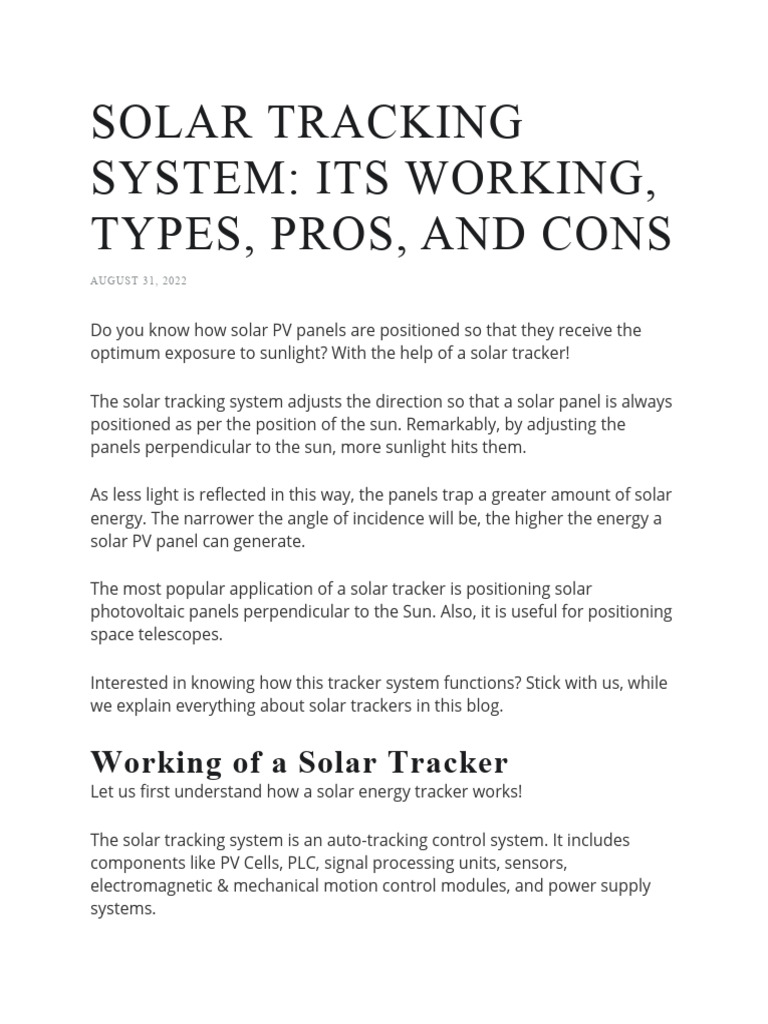 Solar Tracking System | Download Free PDF | Photovoltaics | Solar Energy