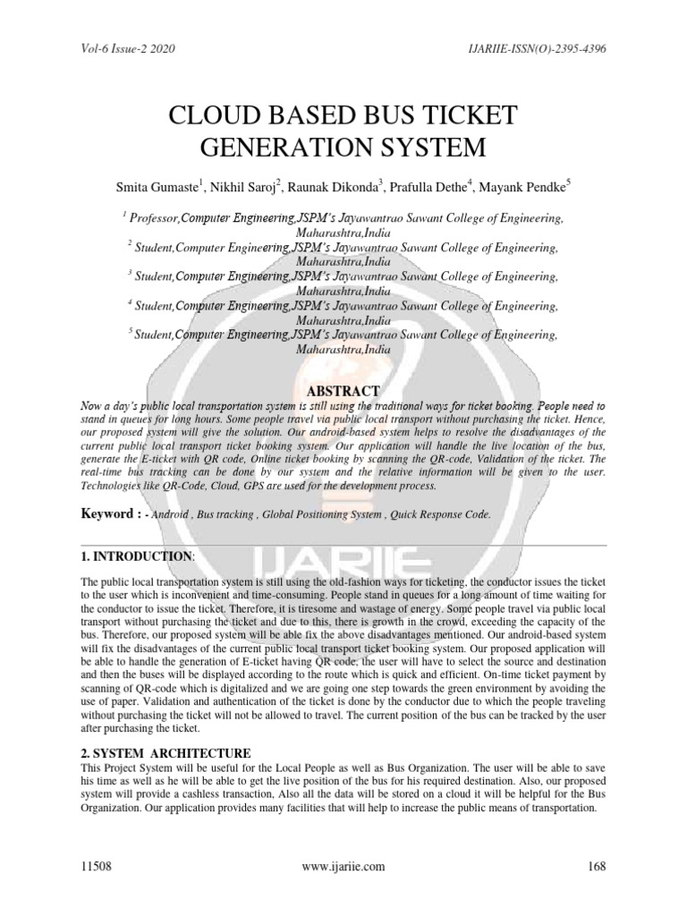 Cloud-Based Bus Ticket Generation System | PDF | Qr Code | Computing