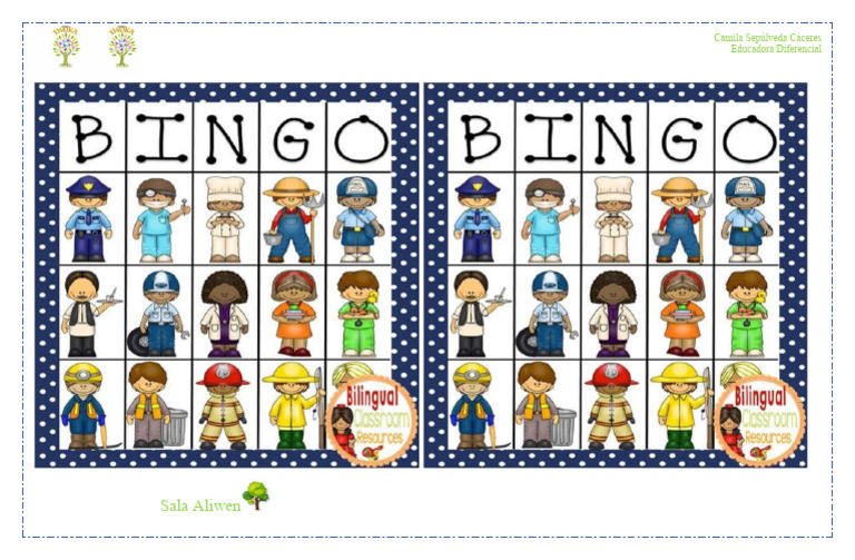 Bingo de Oficios y Profesiones | PDF