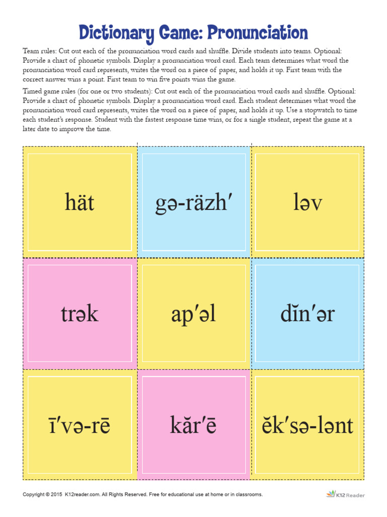 Dictionary Game Pronunciation | PDF | Lexicography | Linguistics