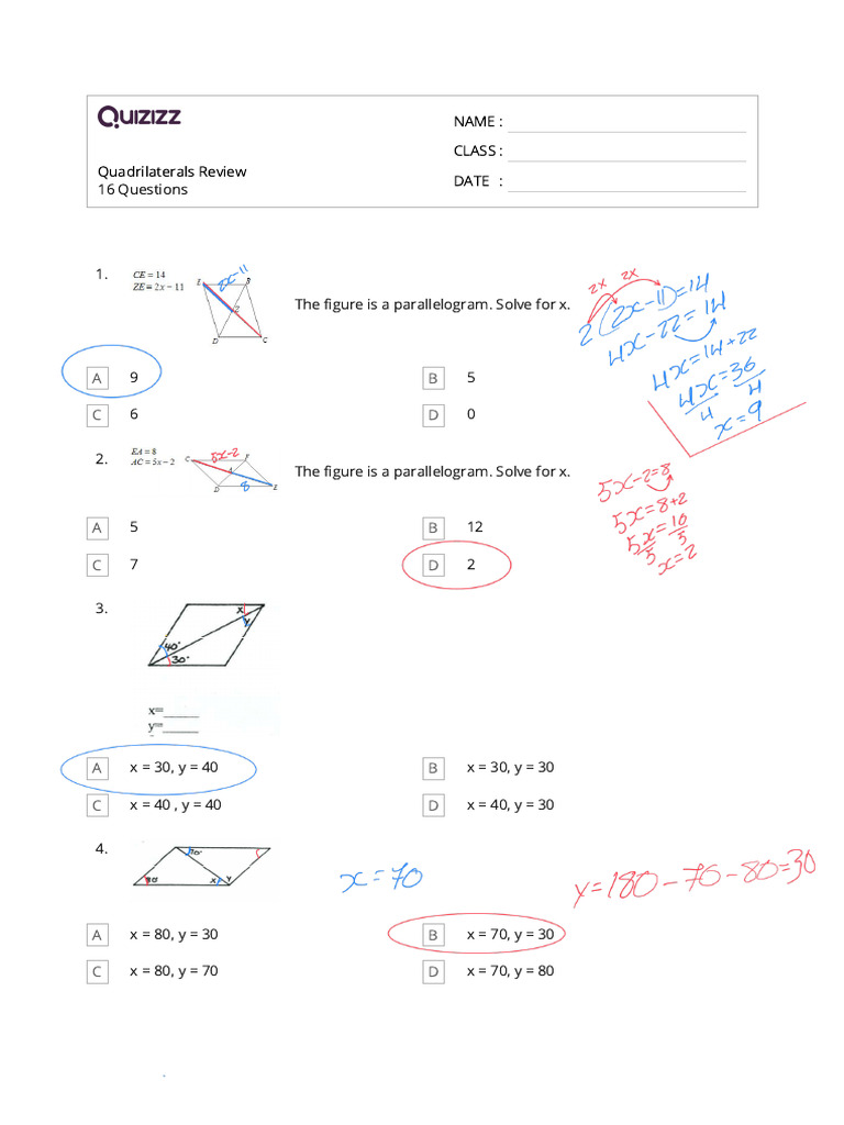 Quadrilaterals Review | Download Free PDF | Euclidean Plane Geometry | Geometry