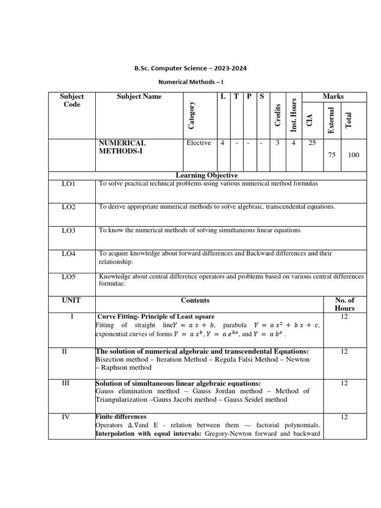 Allied Computer Science 1 | PDF | Finite Difference | Numerical Analysis