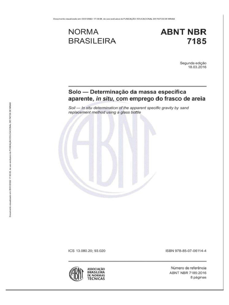 Abnt NBR 7185 - 2016 | PDF