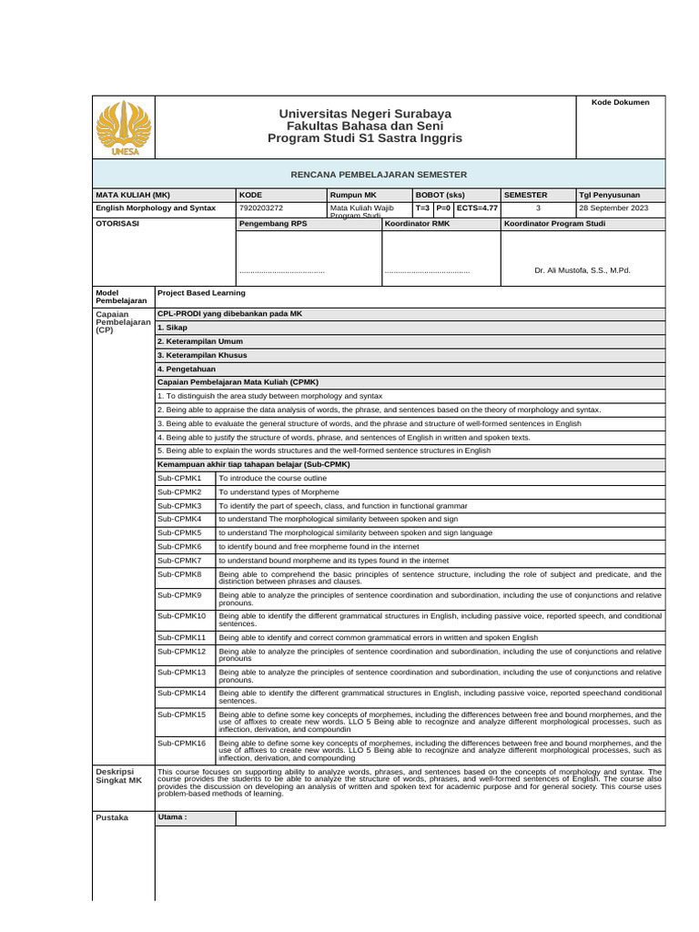 RPS English Morphology and Syntax | PDF | Morphology (Linguistics) | Phrase