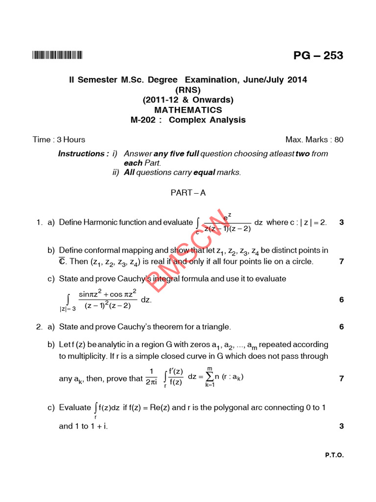 Complex 2nd Sem QP | PDF | Power Series | Function (Mathematics)