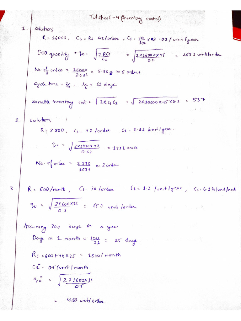 Solution Tutorial Sheet 4 | PDF