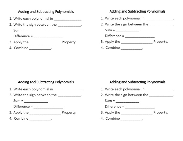 Adding and Subtracting Polynomials Guide | PDF