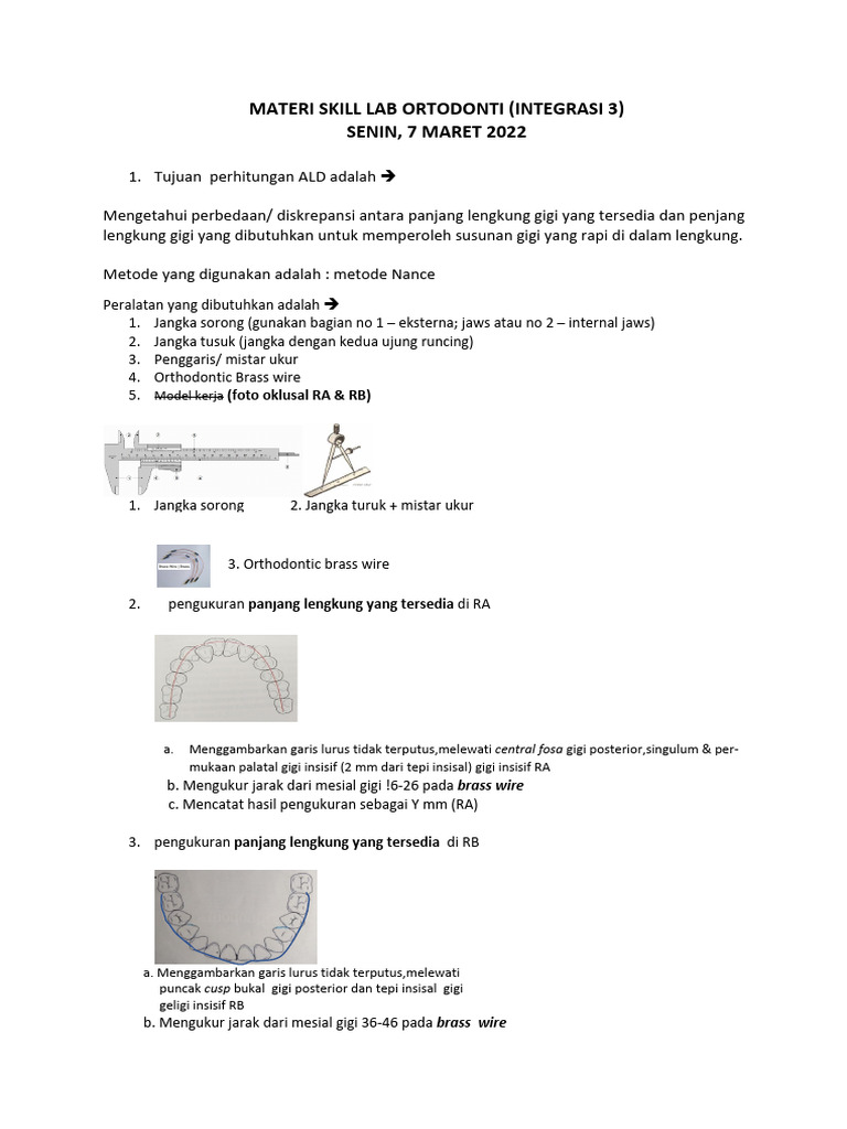 Materi Skill Lab Ortodonti, Ald | PDF