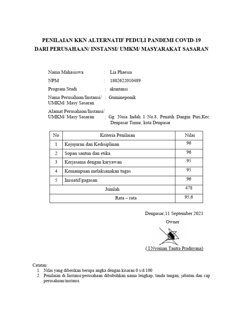 Form Penilaian KKN Alt PPC-19 44 | PDF