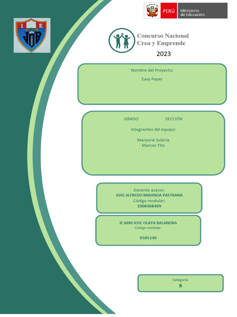 Cat. B - Proyecto de Emprendimiento 2023https - Docs - Google.com ...