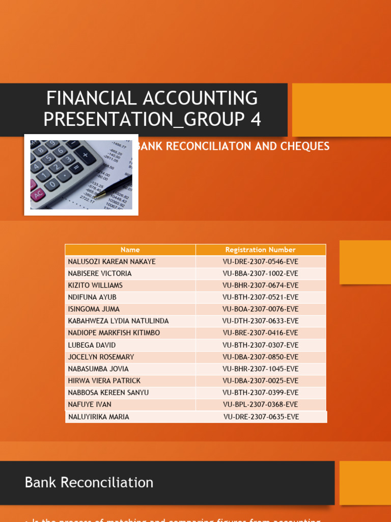Group 4 - Bank Reconciliation Presentation | PDF | Cheque | Banks