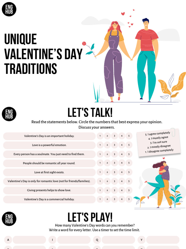 A2-B1 Unique Valentine's Day Traditions SV | Download Free PDF ...