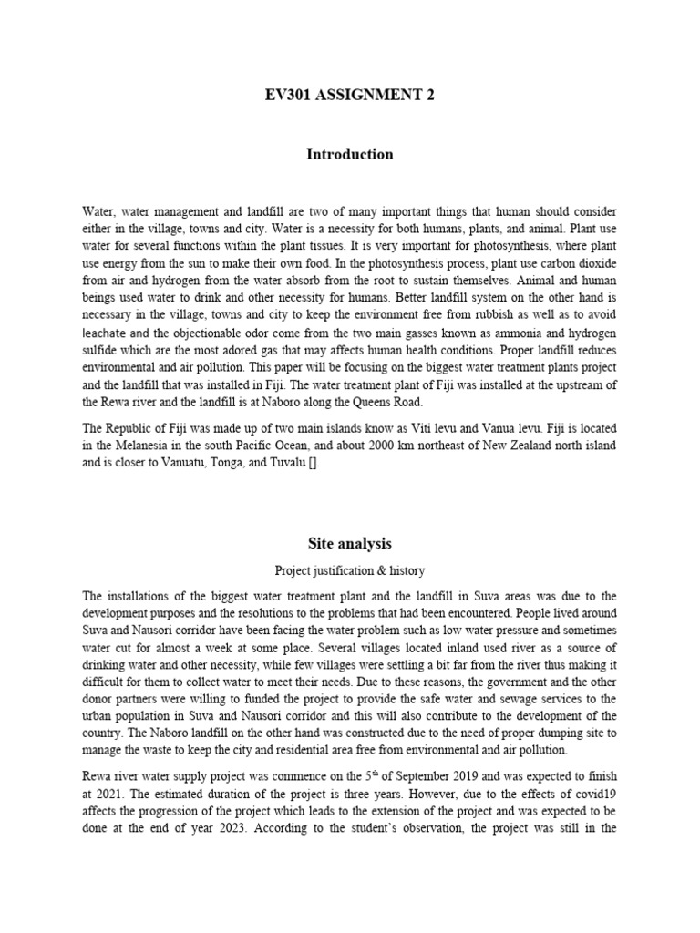 Ev301 Assignment 2 | PDF | Water | Landfill