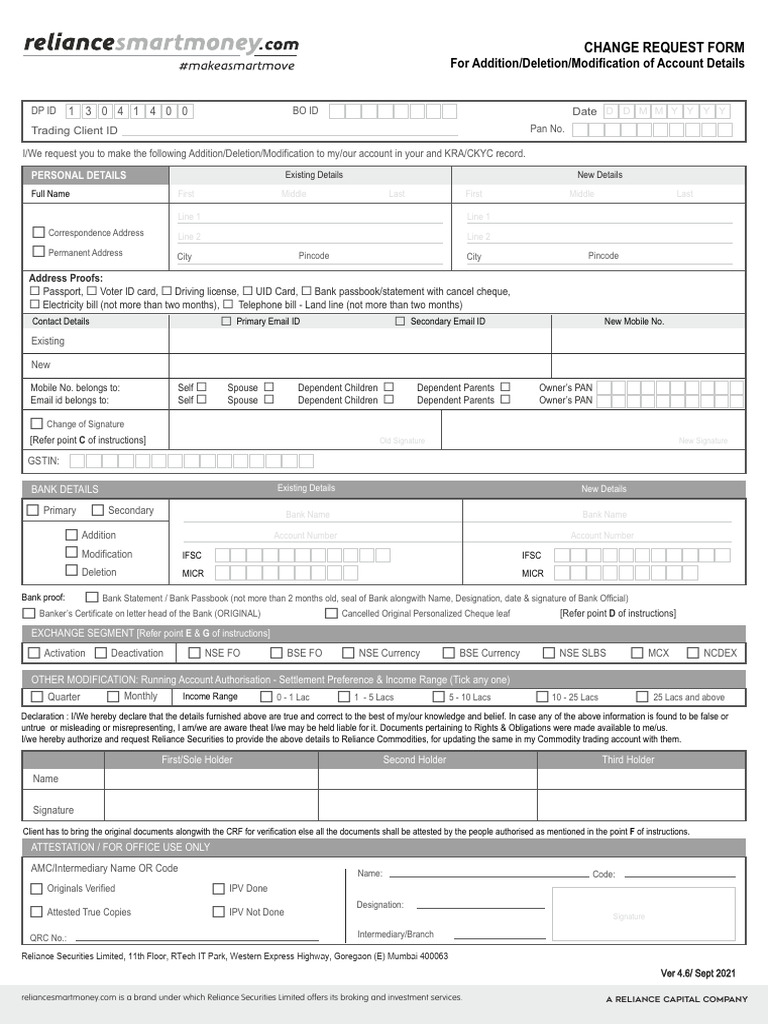 Address Update Form | Download Free PDF | Identity Document | Personal ...