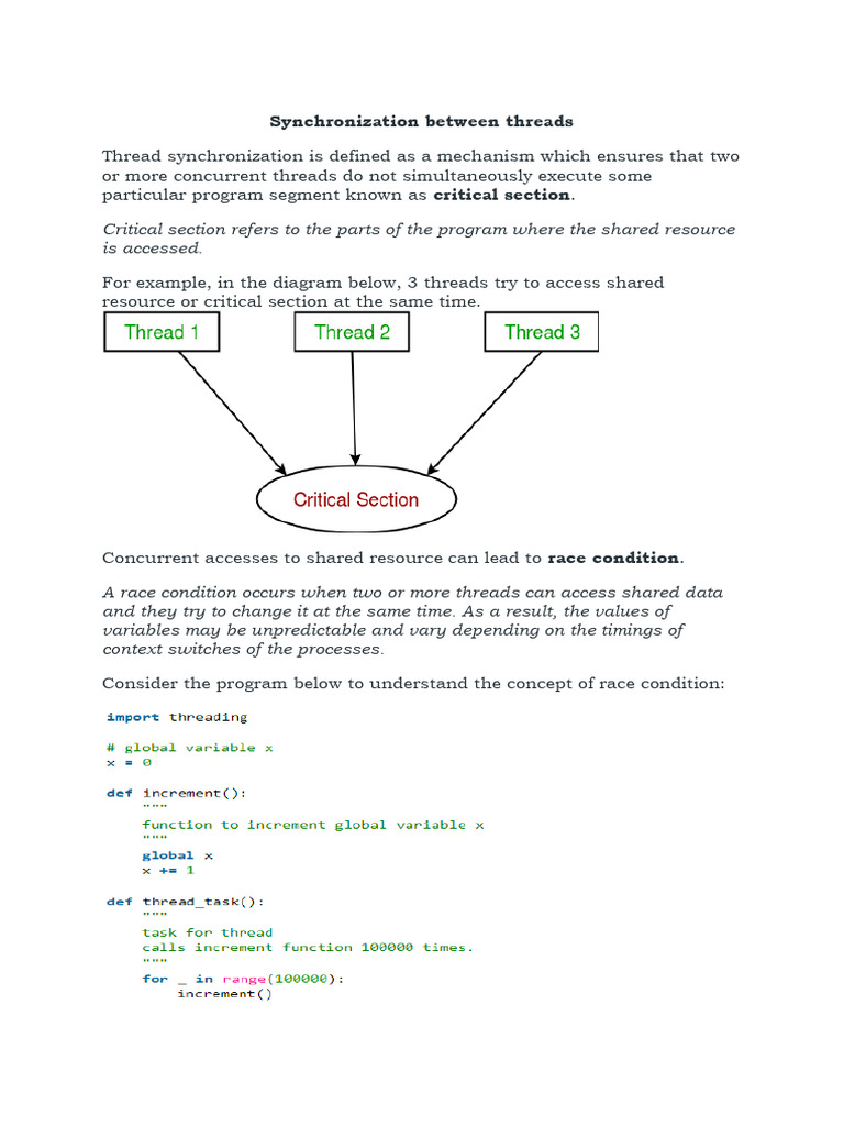 Synchronization Between Threads | PDF | Thread (Computing) | Process (Computing)