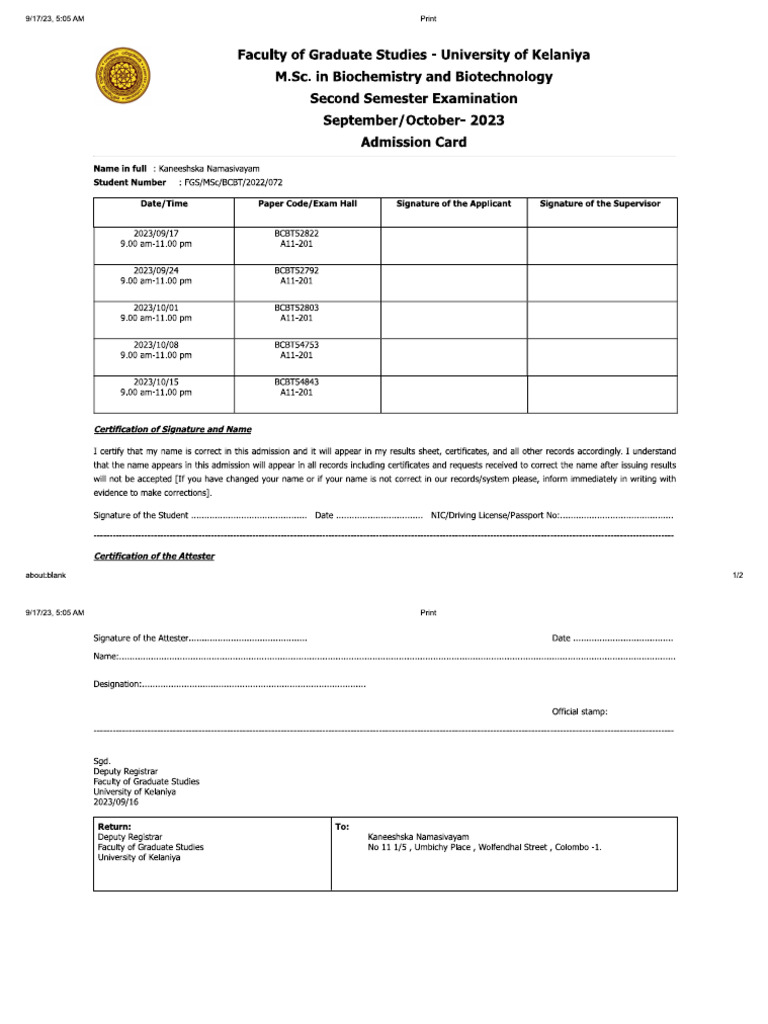 MSC 2nd Sem Admission | PDF