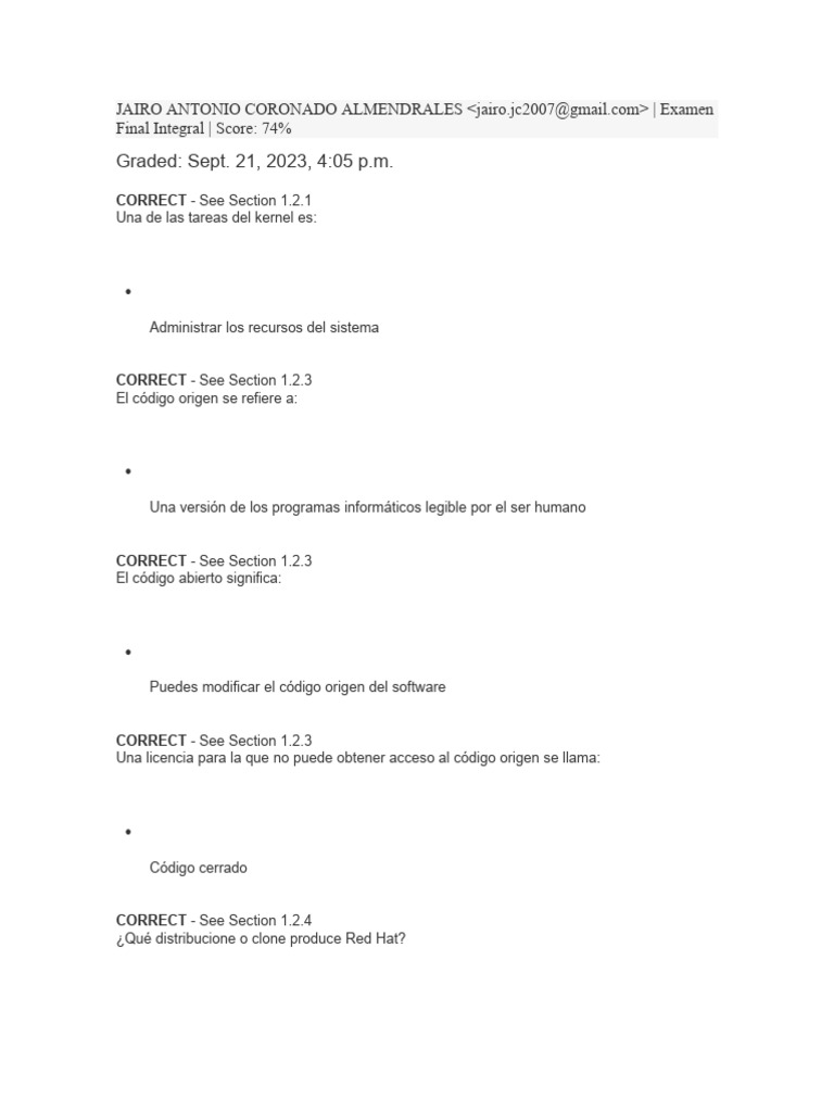 Examen Integral de Linux y Software | PDF | Usuario (informática ...