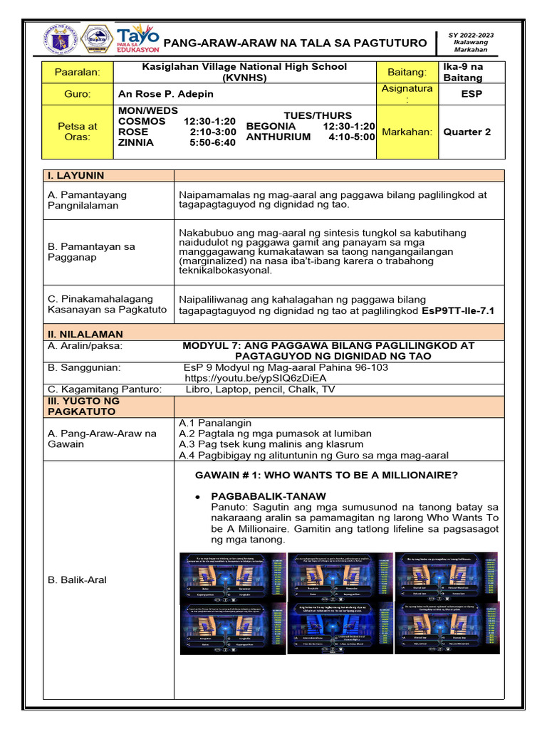 DLP-MODYUL 7 DAY 1 COT DAY | PDF