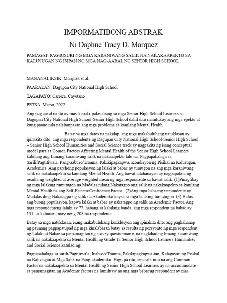 Impormatibong Abstrak | PDF