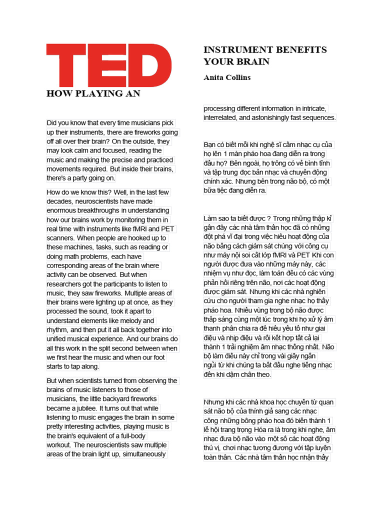 Instrument Benefits Your Brain: Anita Collins | PDF