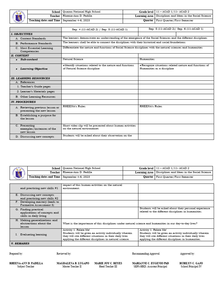 DISS DLL Week-2 | PDF | Learning | Science DISS DLL Week-2 | PDF | Learning | Science