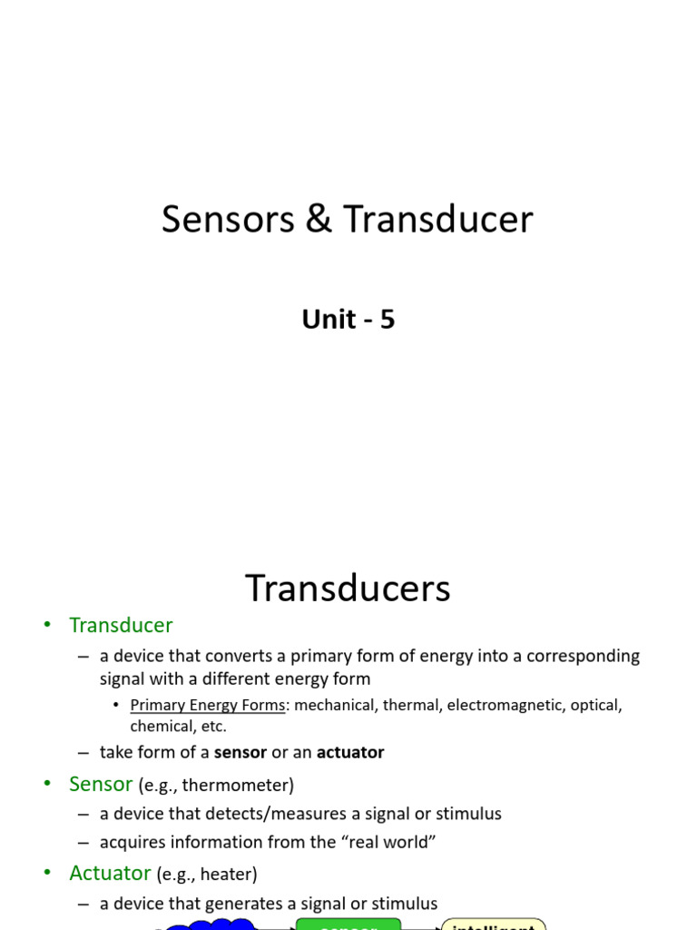 Unit 5 - Sensors & Transducers | PDF | Sensor | Capacitor